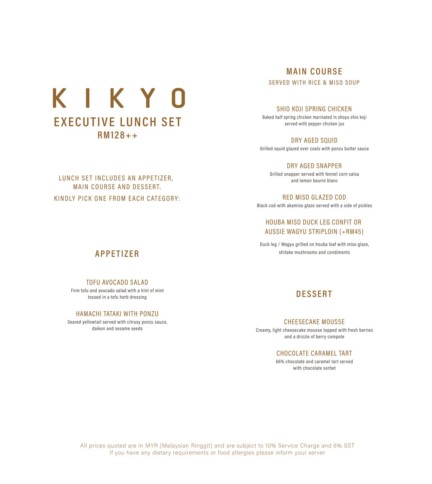Japanese Restaurant Menu | Kikyo