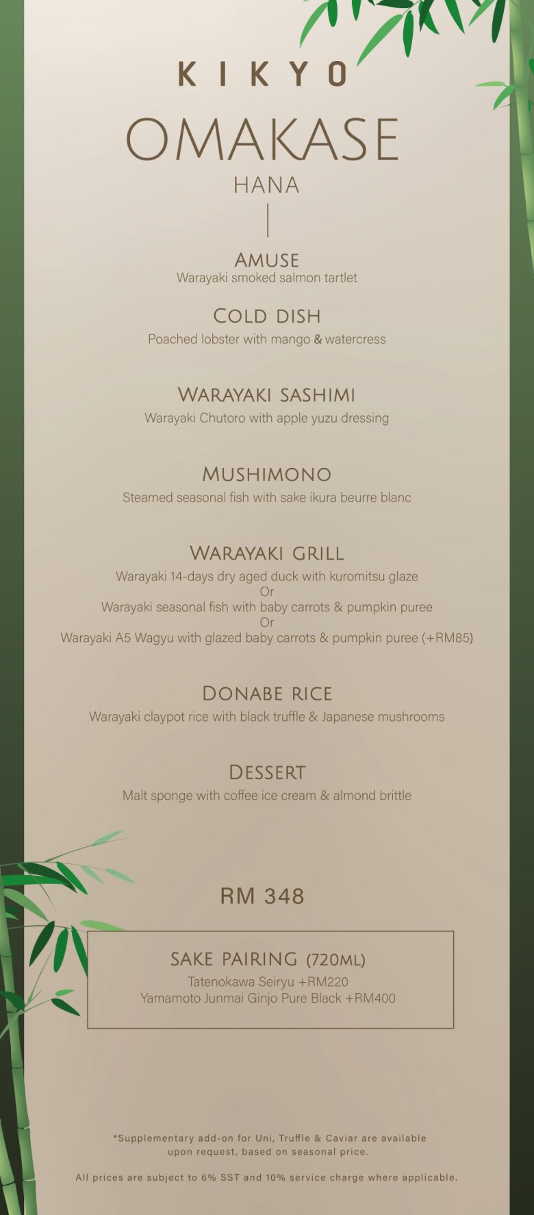 Contemporary Japanese Restaurant Menu | Kikyo